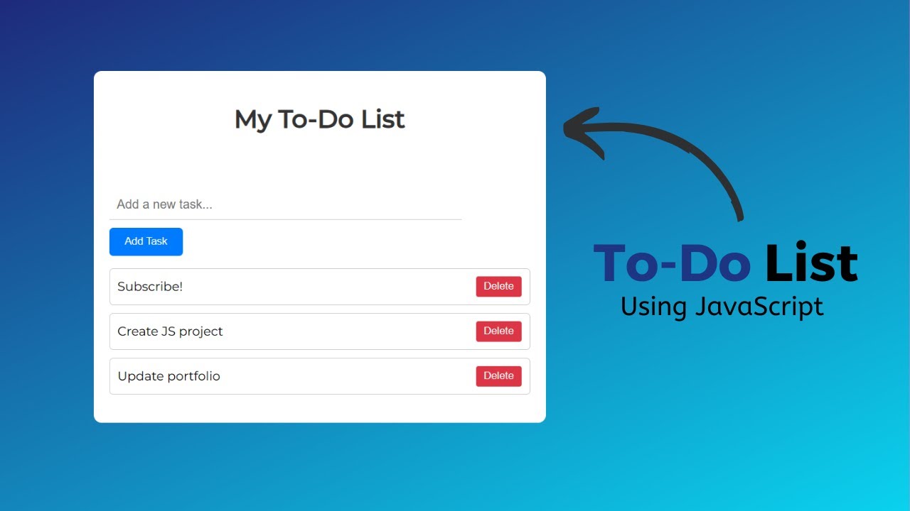 To Do List Using Javascript Project 1 Javascript Coding Youtube