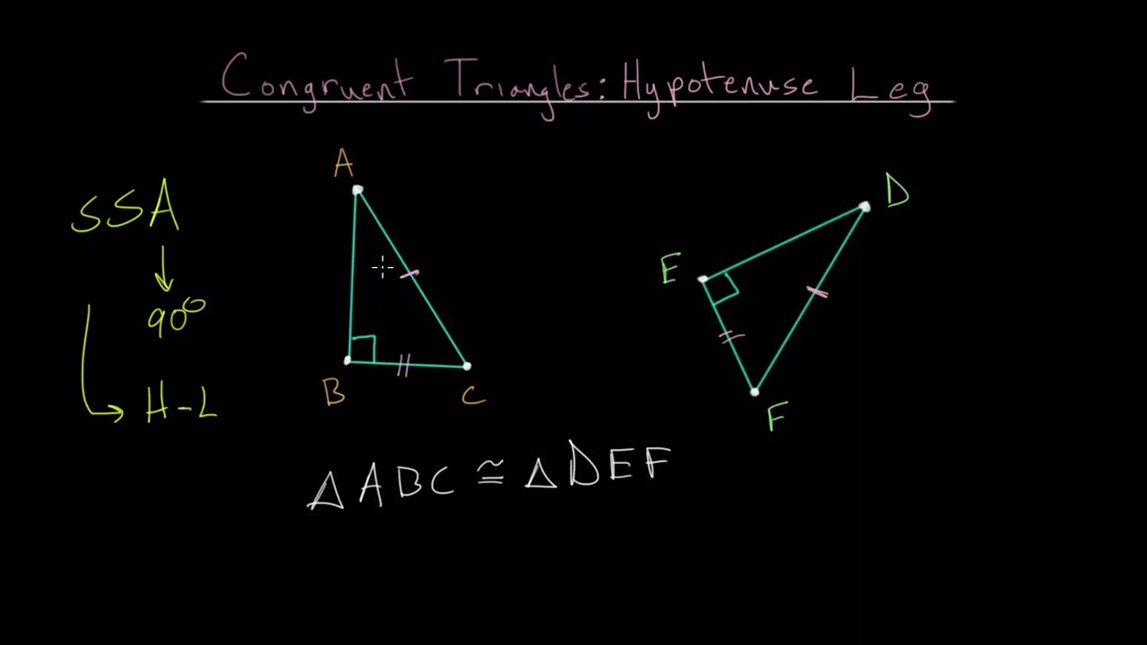 Congruent Triangles Hypotenuse Leg Theorem Youtube