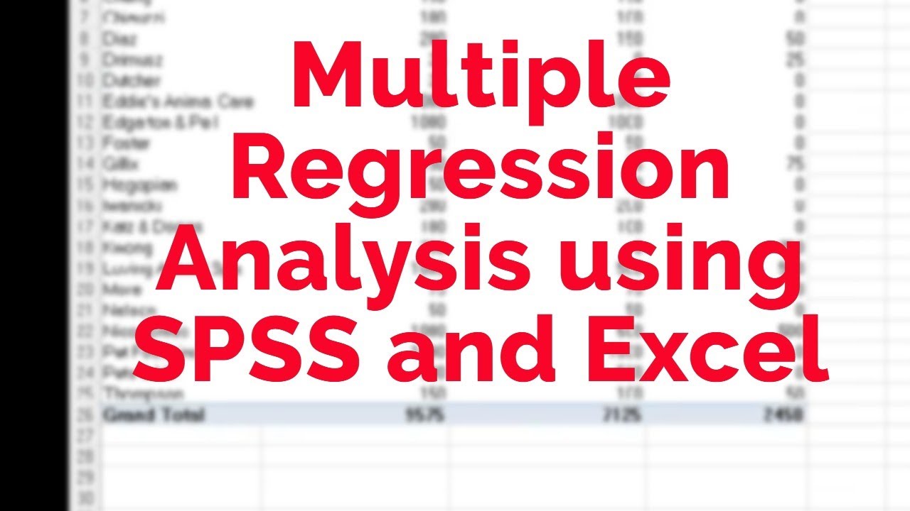 How To Create Multiple Regression Analysis Using Spss And Excel Youtube