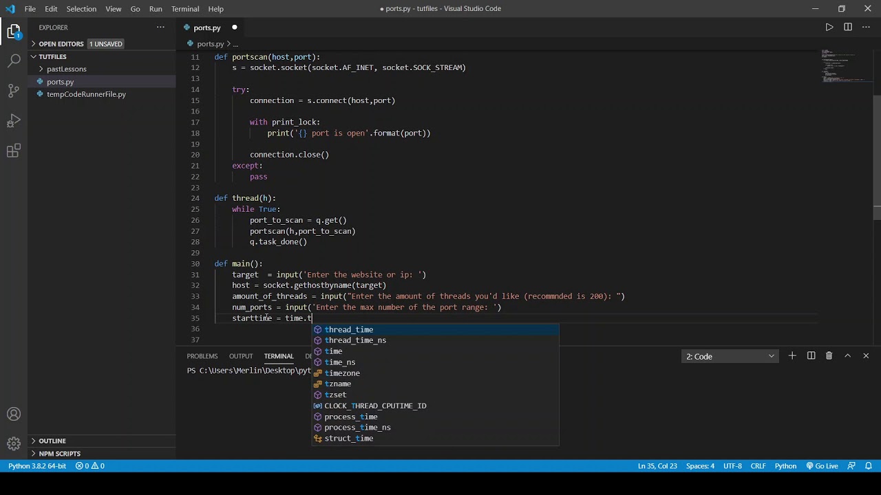 Python Threaded Port Scanner Youtube