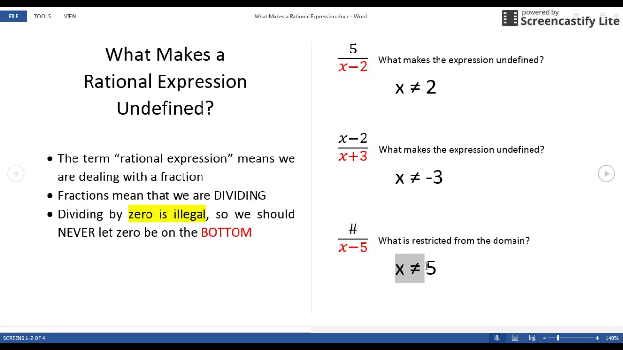 What Makes A Rational Expression Undefined Youtube