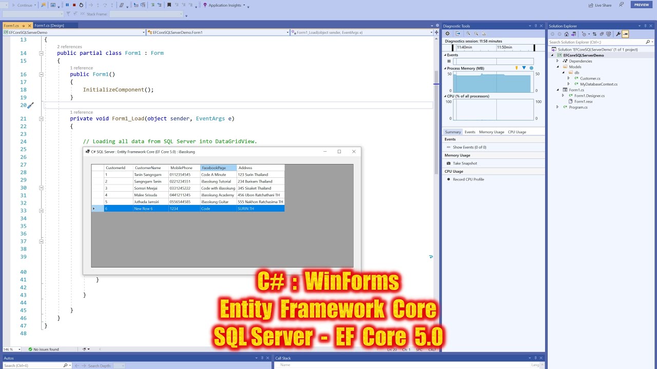 C Winforms Sql Server Entity Framework Core Ef Core Tutorial