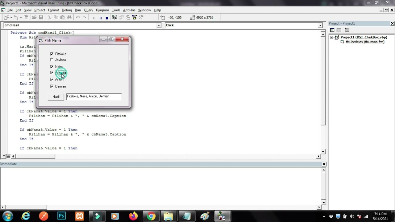 Checkbox Di Vb6 Ada Contoh Script Youtube