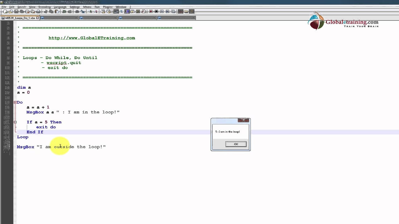 Vb Scripting Looping Using Do While Until Youtube