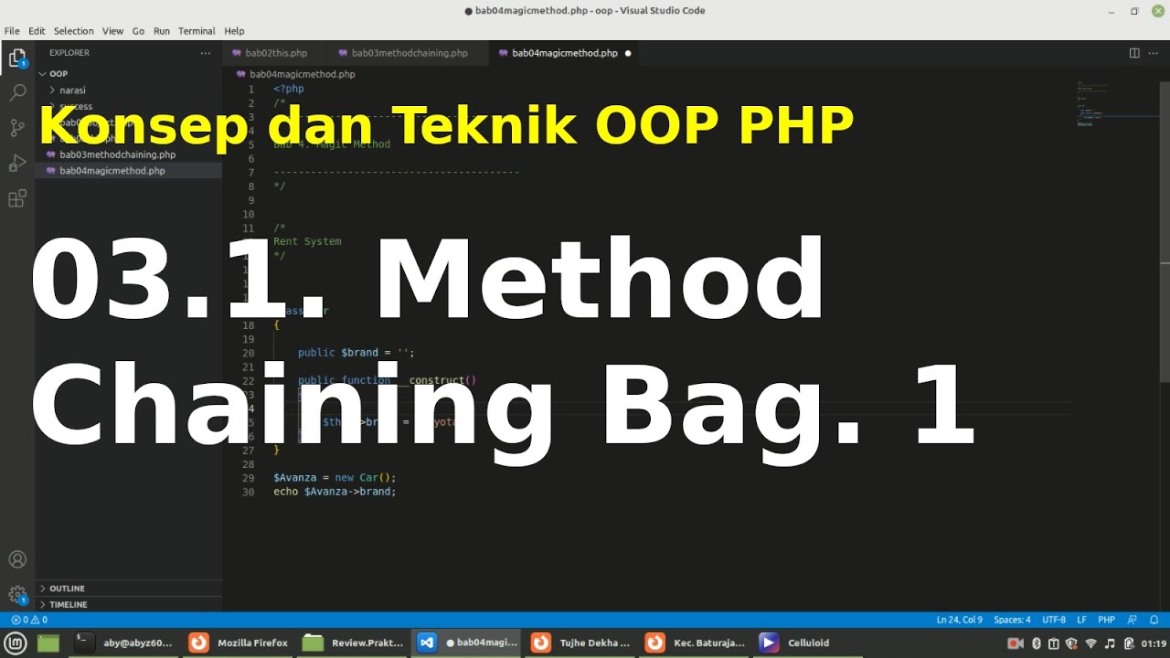 03 1 Konsep Dan Teknik Oop Php Method Chaining Bagian1 Youtube