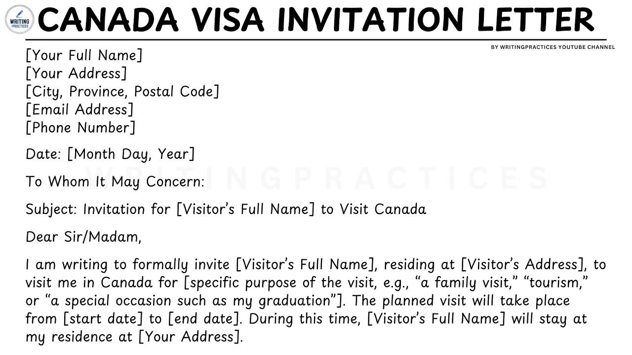 Letter Template How To Write A Canada Visa Invitation Letter Step By