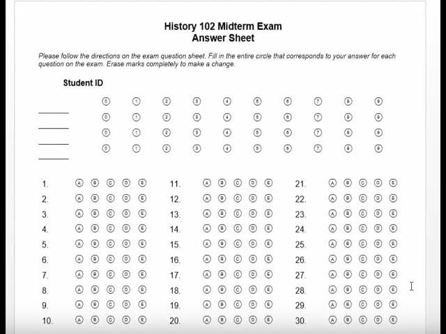 100 Bubble Answer Sheet Template Test Plus