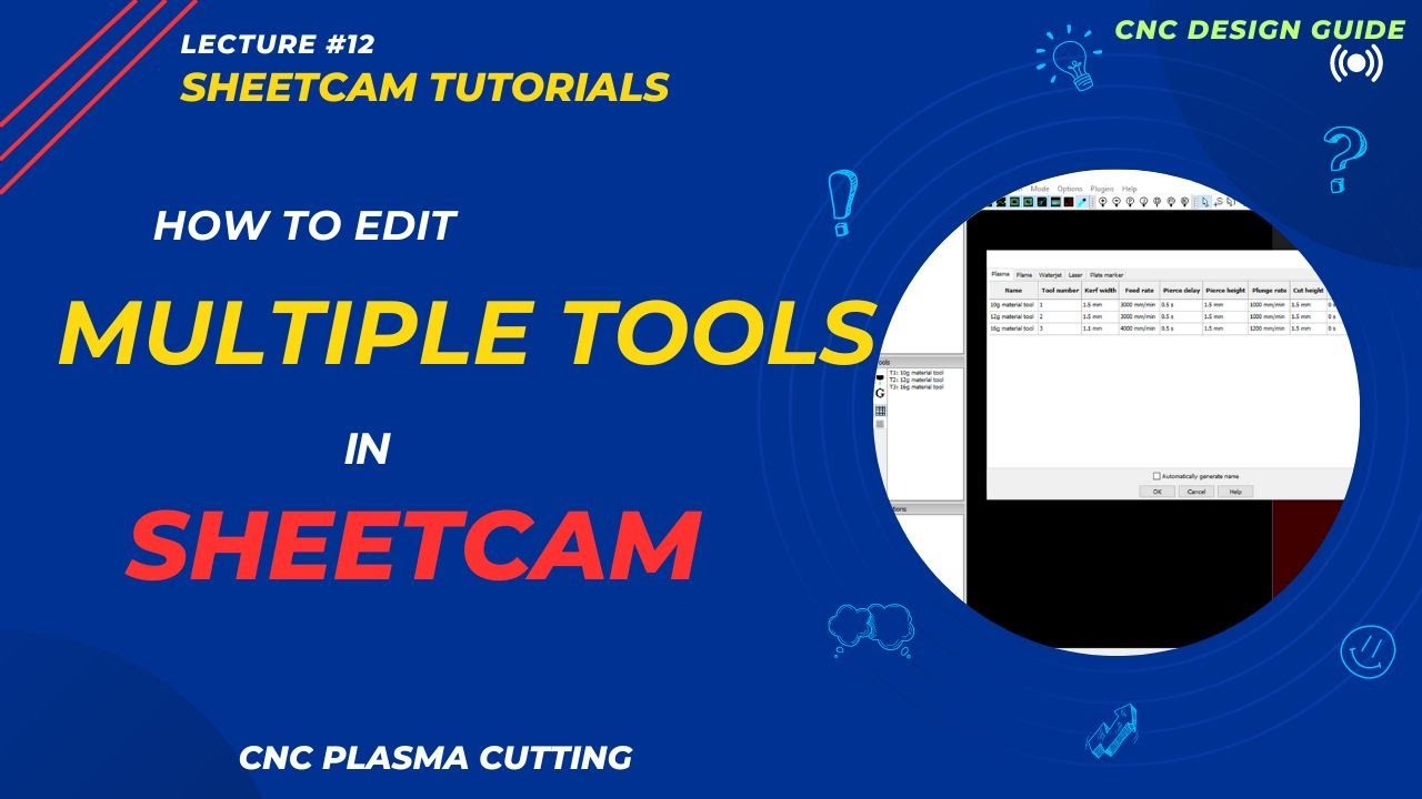 Lec 12 How To Edit Multiple Tools In Sheetcam Tool Table Chart