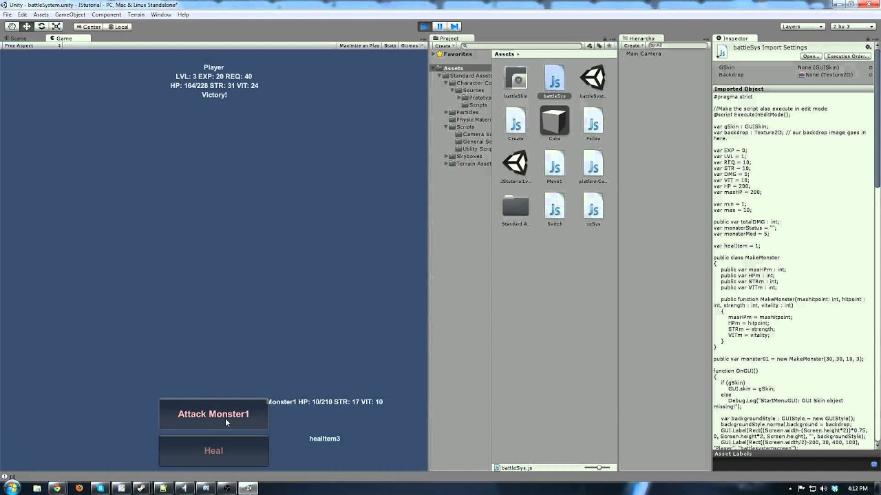 Basic Rpg Battle System Experiment In Unity Youtube