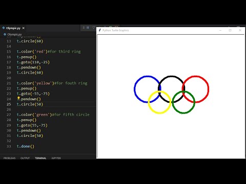 Draw Olympic Logo Full Python Code Python Turtle Youtube