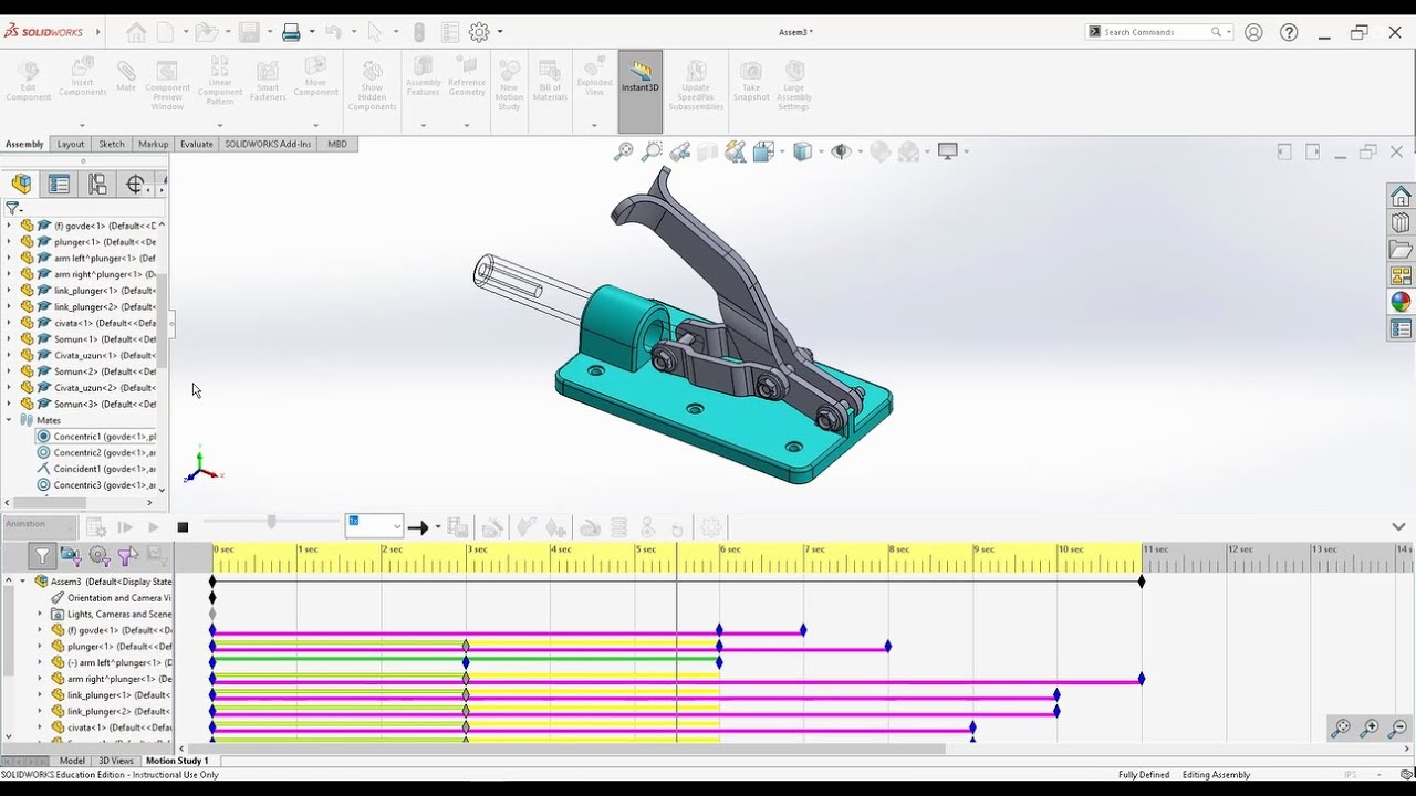 Solidworks Motion Study Hareket Animasyonu Uygulaması 1 Youtube