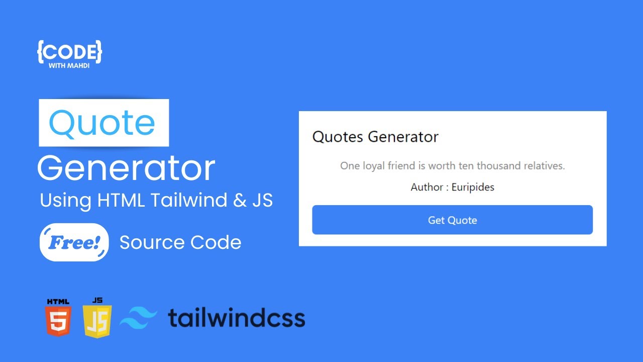 How To Make Quote Generator Website Using Html Css And Javascript