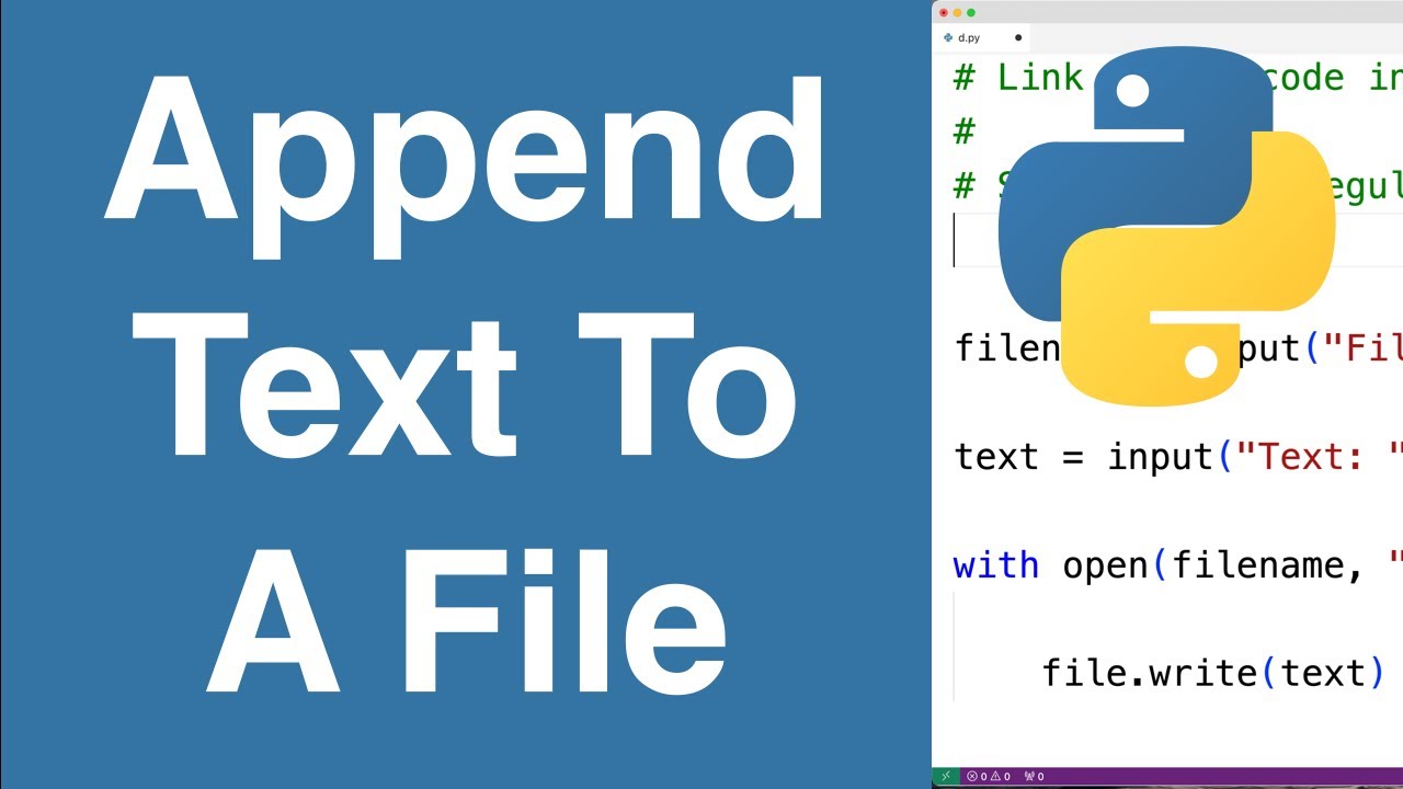 Append Text To A File Python Example Youtube