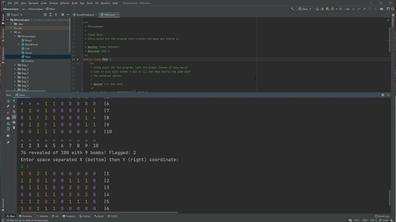 Minesweeper Java Demo Gui And Cli Youtube