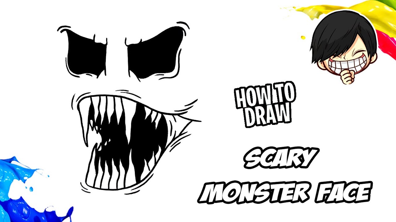 How To Draw Scary Monster Face Youtube