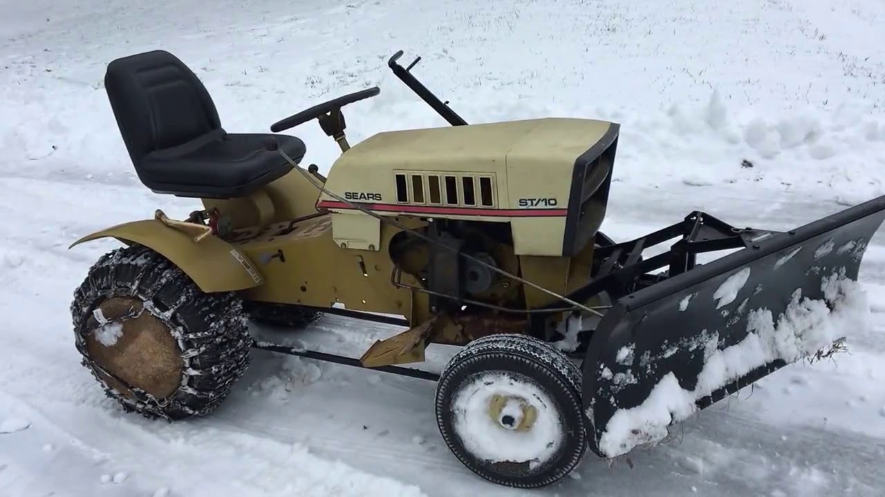 1972 Sears St 10 10 Hp Lawn Tractor Plowing Snow Youtube