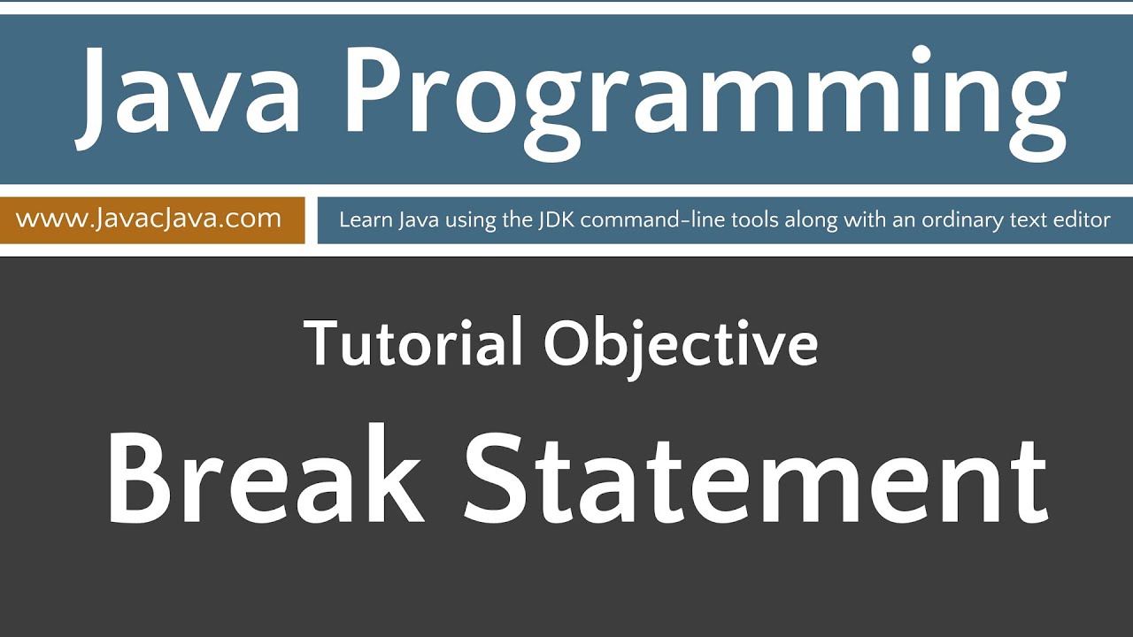 Learn Java Programming Break Statement Tutorial Youtube