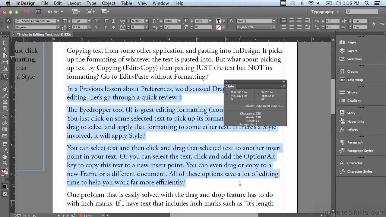 Adobe Indesign Cc Tutorial Tricks To Editing Text Youtube