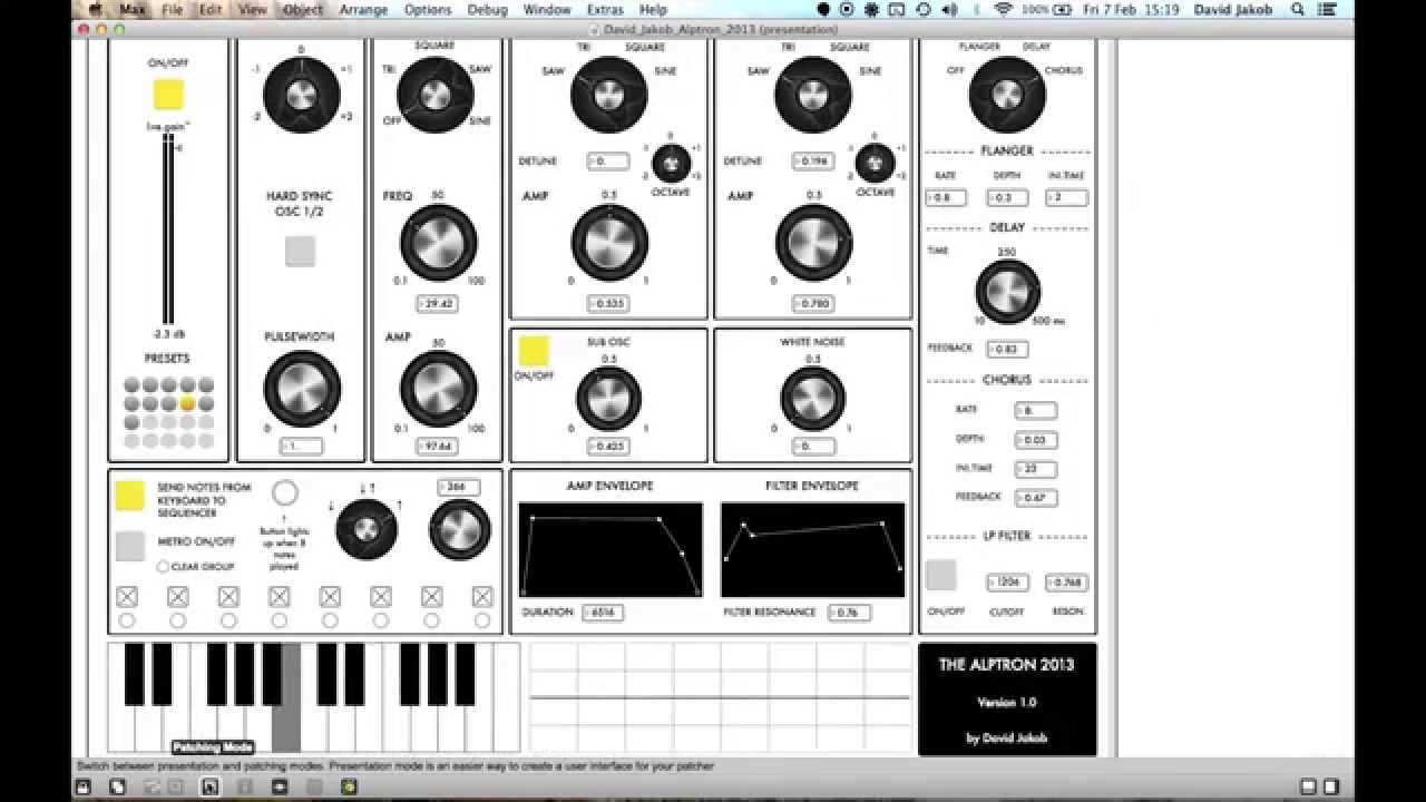Max Msp Synthesizer Demo The Alptron Youtube