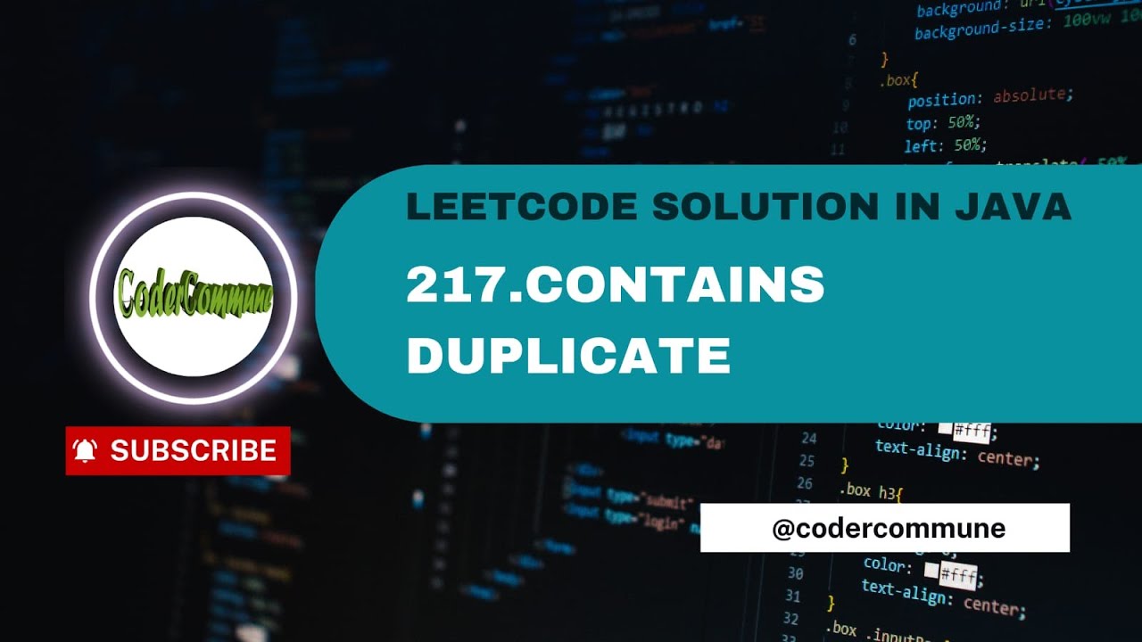 Leetcode Problem 217 Contains Duplicate Solution In Java Youtube