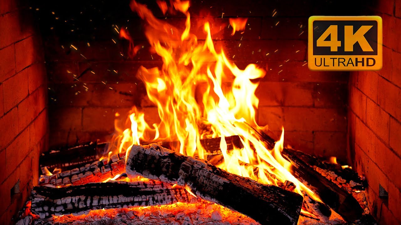 Birchwood Crackling Fireplace 4k Ultra Hd Youtube