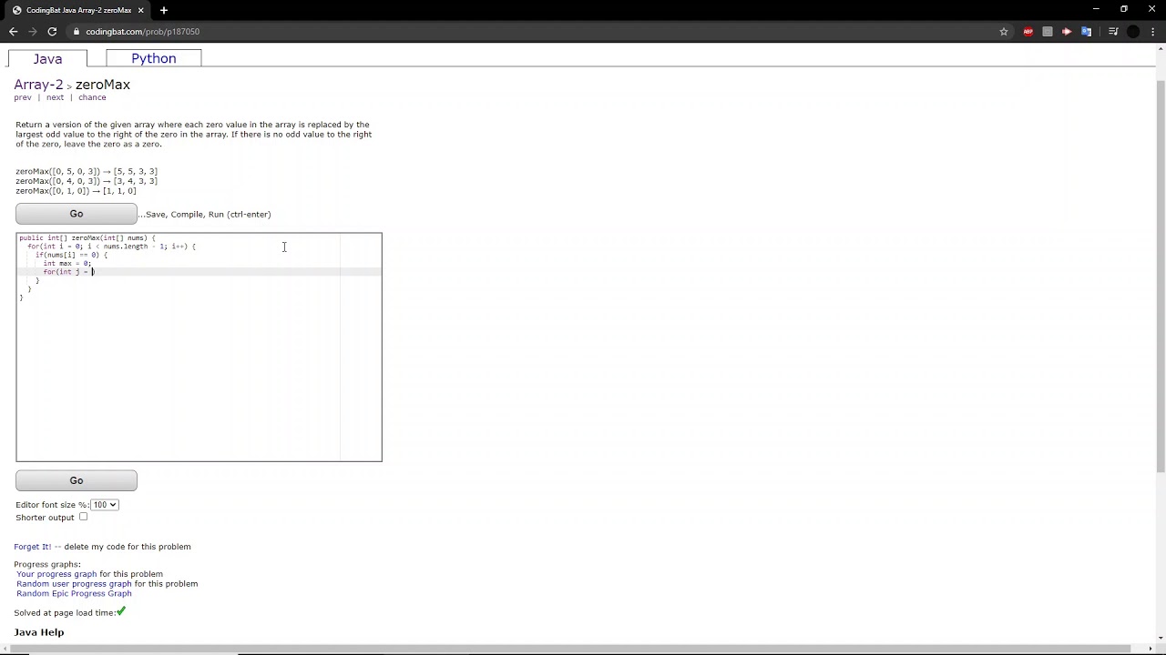 Array 2 Zeromax Java Tutorial Codingbat Youtube
