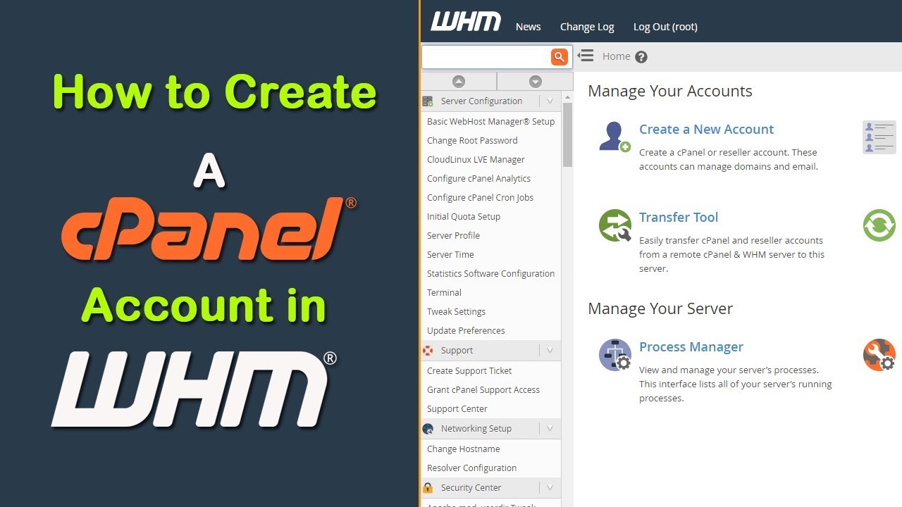How To A Create Cpanel Hosting Account In Whm Reseller Tutorial Youtube