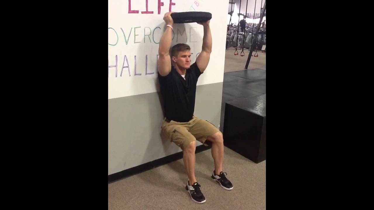 Wall Sit W Overhead Plate Hold Youtube