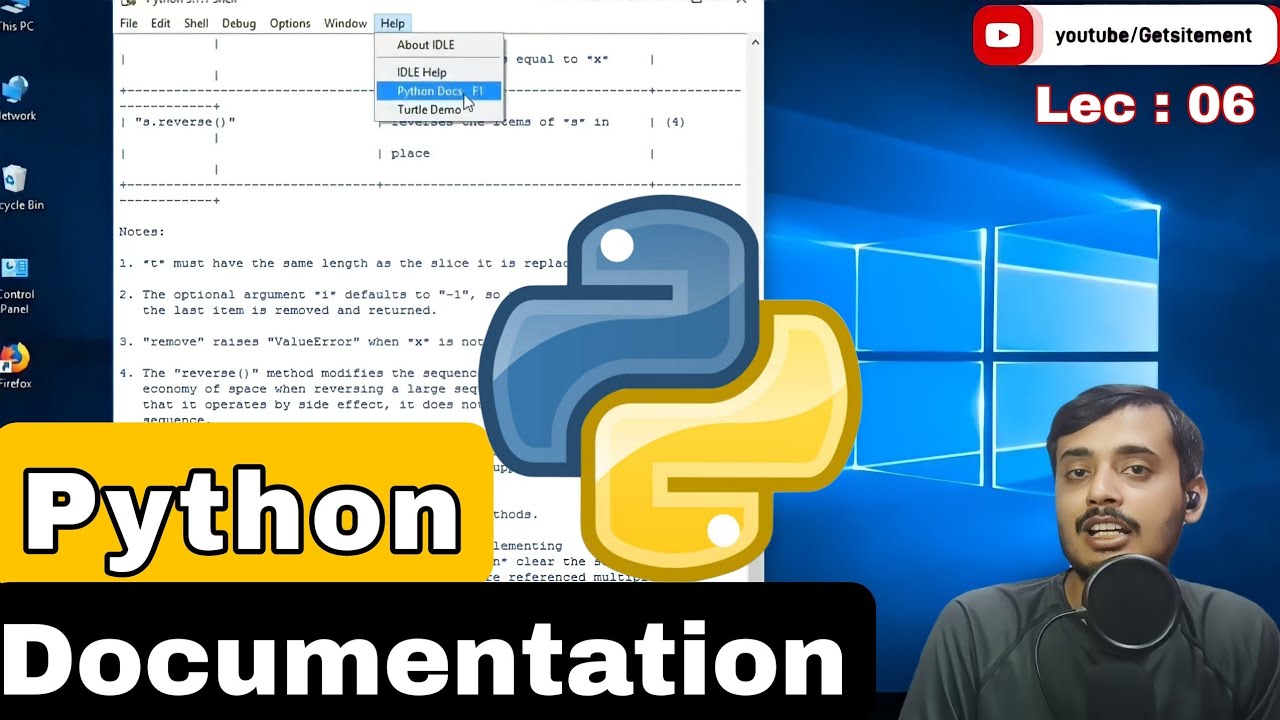 Python Help Function Python Documentation Youtube