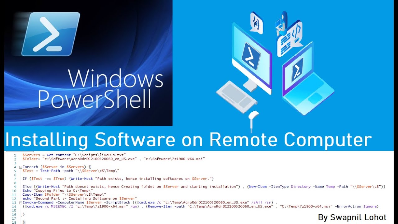 Powershell Installing Software Remotely On Multiple Computers Youtube