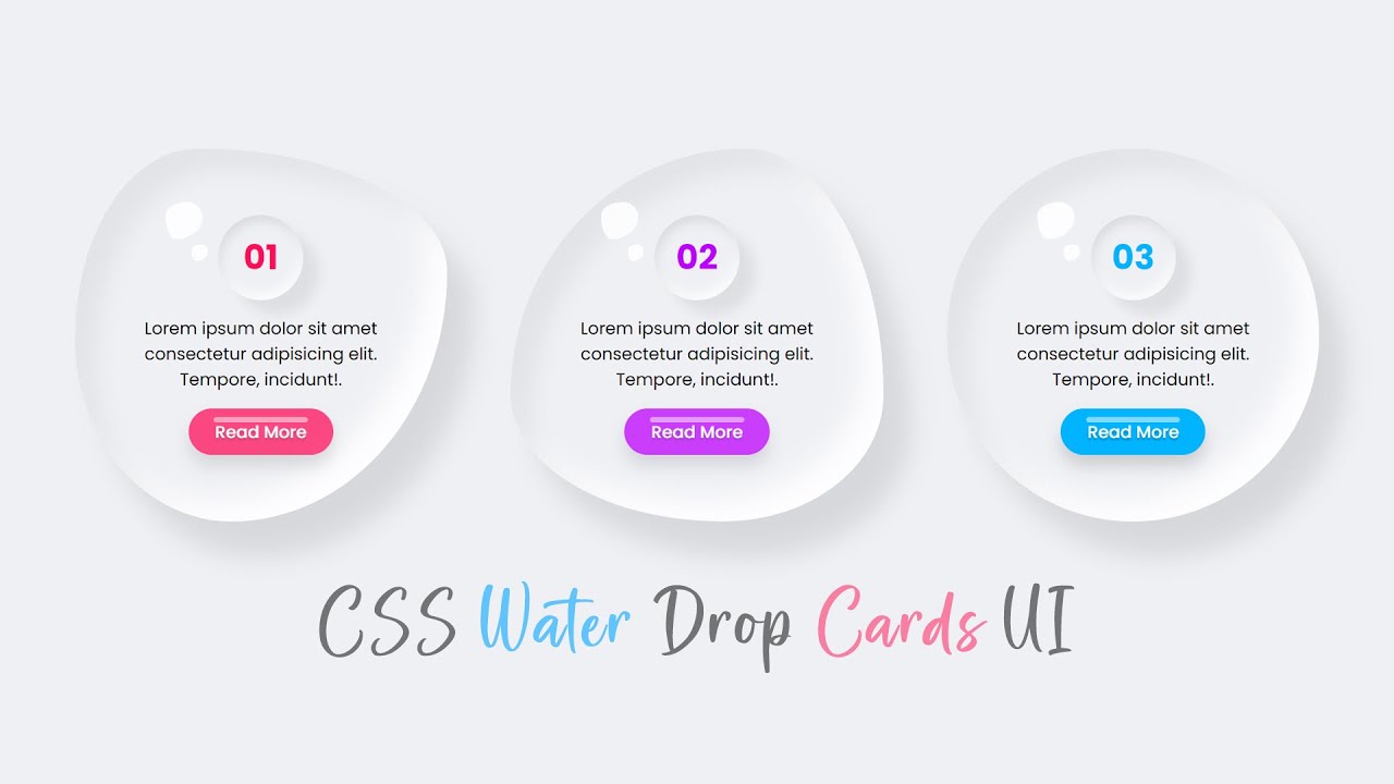 Css Water Drop Cards Ui With Hover Effects Youtube