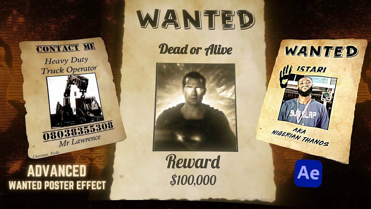 How To Make Advanced 3d Wanted Poster Effect In After Effects