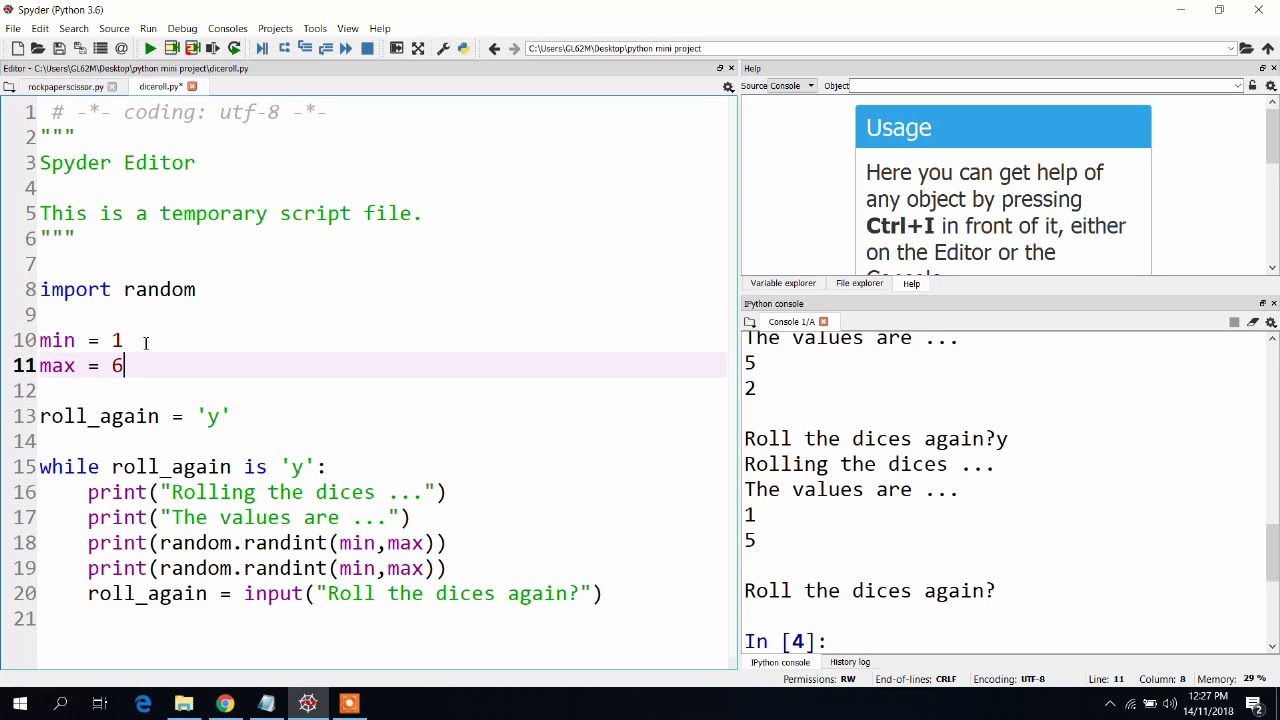 Rolling Dice Simulator In Python Youtube