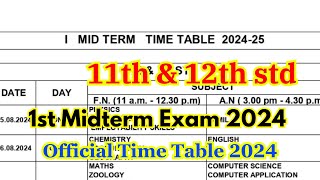 11th 12th 1st Midterm Exam Time Table 2024 First Midterm Exam 2024 ...