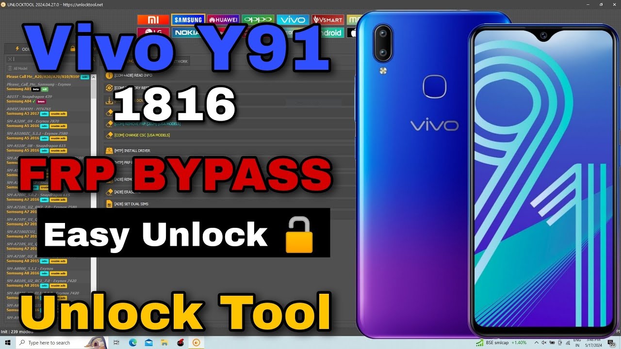 Vivo Y91 1816 Frp Unlock Tool Vivo Y91 Frp Bypass Vivo Y91 Youtube