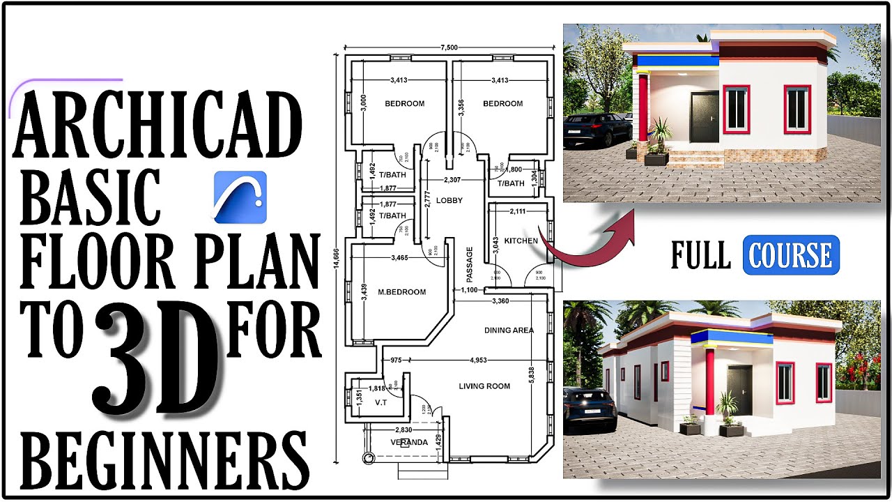 Archicad Tutorial Basic Floor Plan To 3d For Beginners Youtube