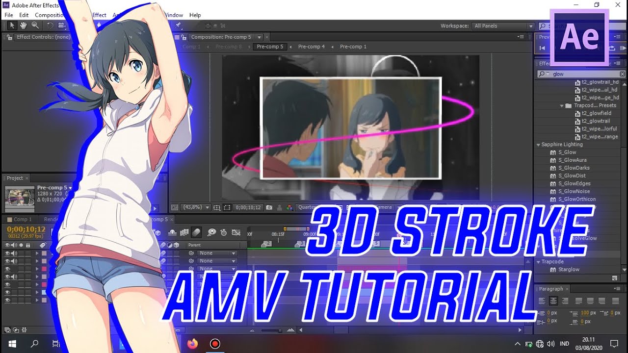3d Stroke Amv Tutorial After Effect Youtube