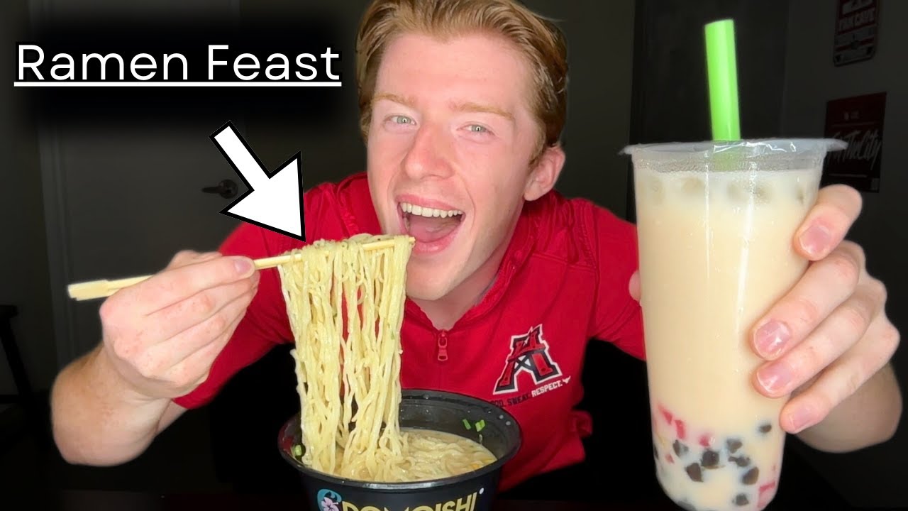Asmr Ramen Boba Tea Mukbang Youtube