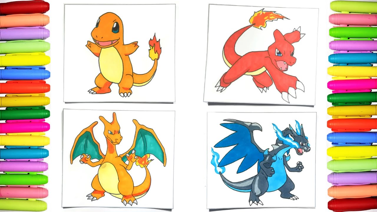 Charmander Evolution Line Coloring Page