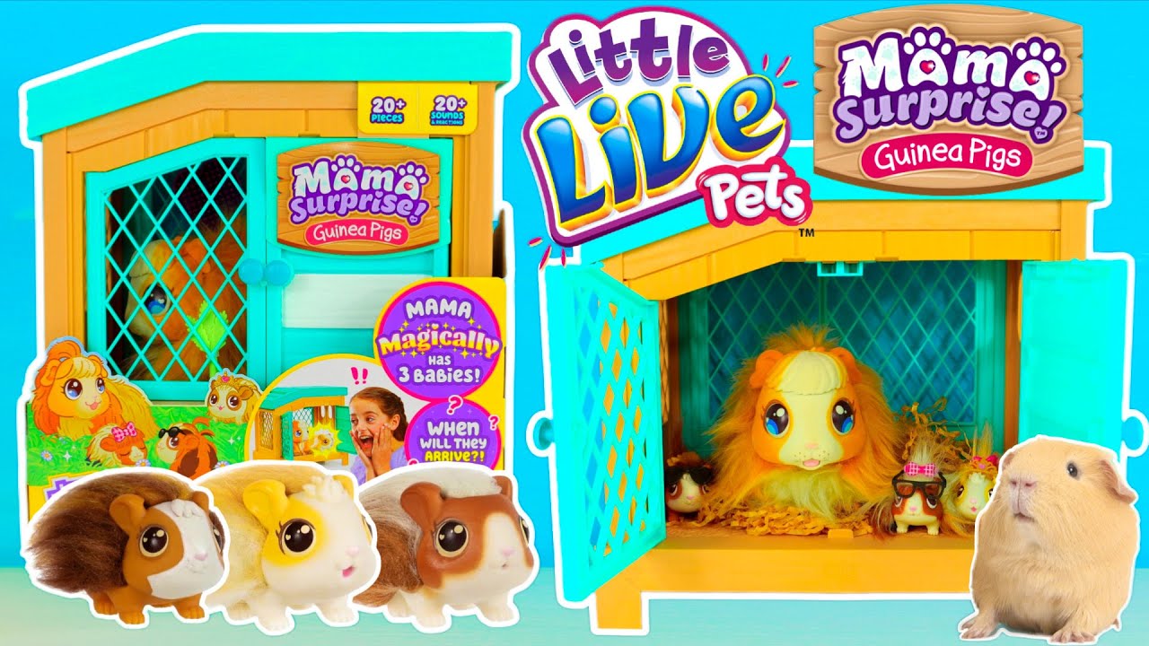 Little Live Pets Mama Surprise Guinea Pig Con 3 Bebes Sorpresa Animales