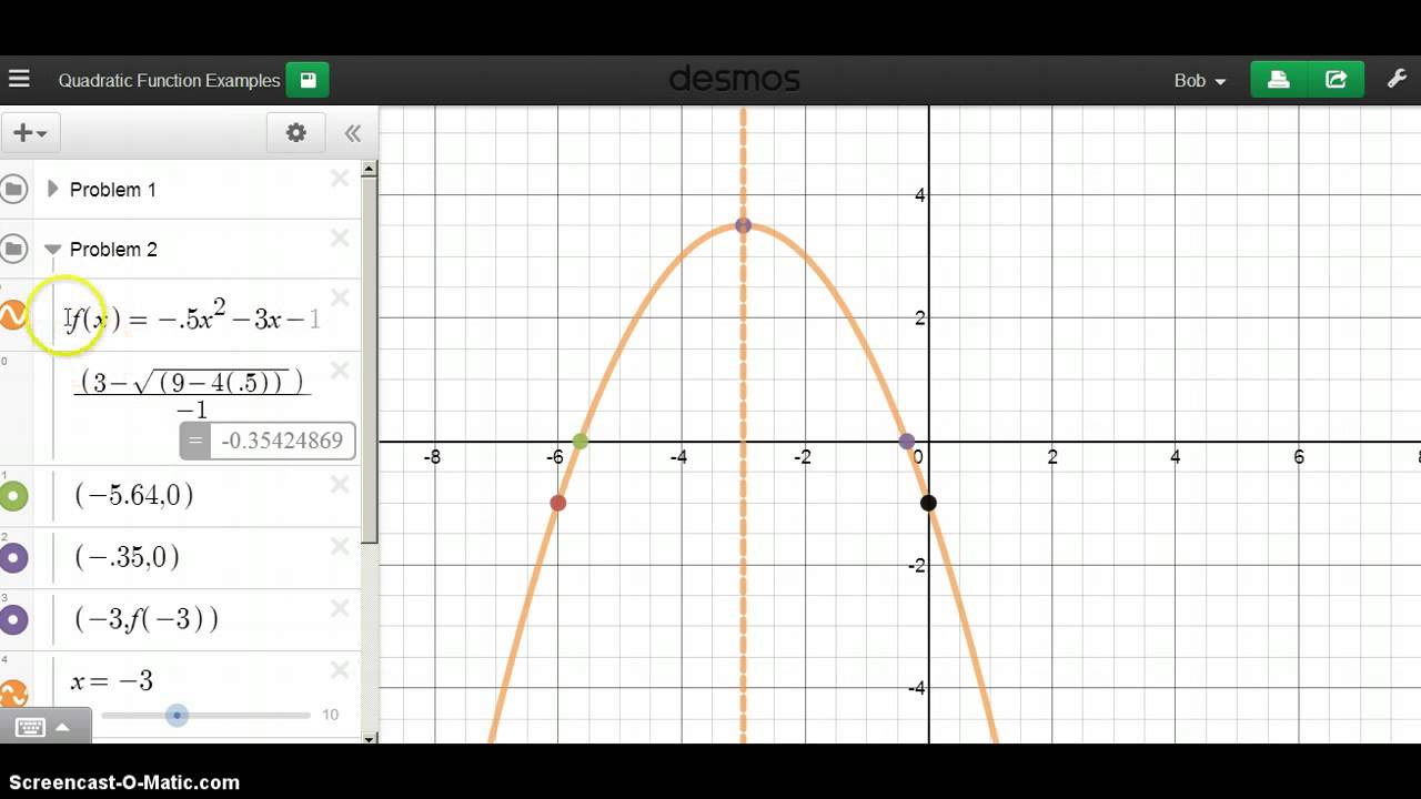 Quadratic Functions On Desmos Youtube
