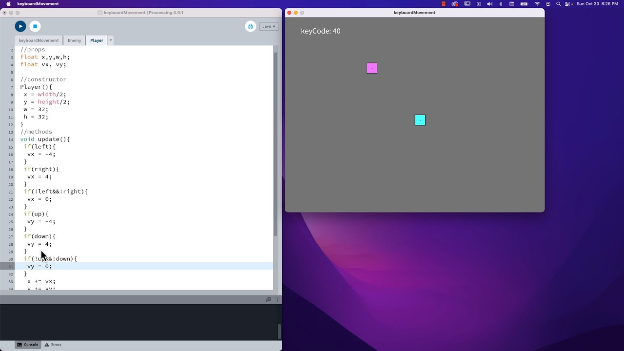 Programming Keyboard Movement In Processing Youtube