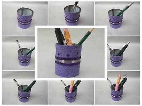 Diy Porta Lapices 2 Lata Retazos Fácil Simple Youtube