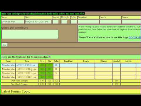 Brief Blood Pressure Log Demonstration Youtube