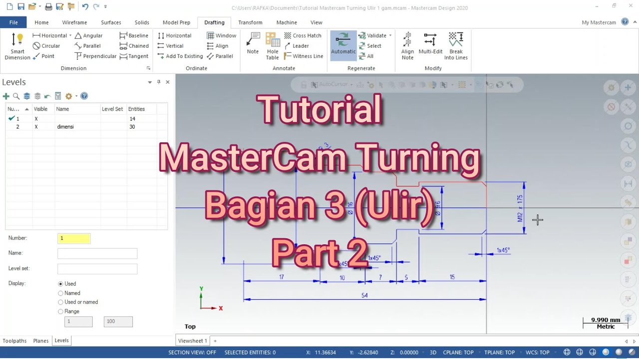 Tutorial Mastercam Turning Latihan 3 Part 2 Tutorial