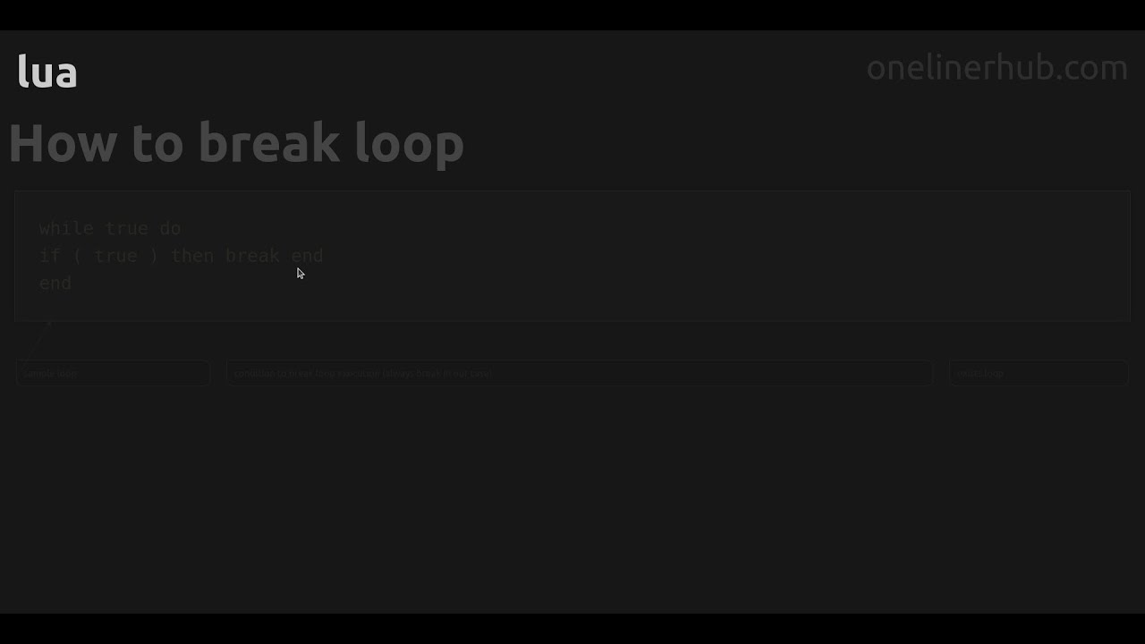How To Break Loop Lua Youtube