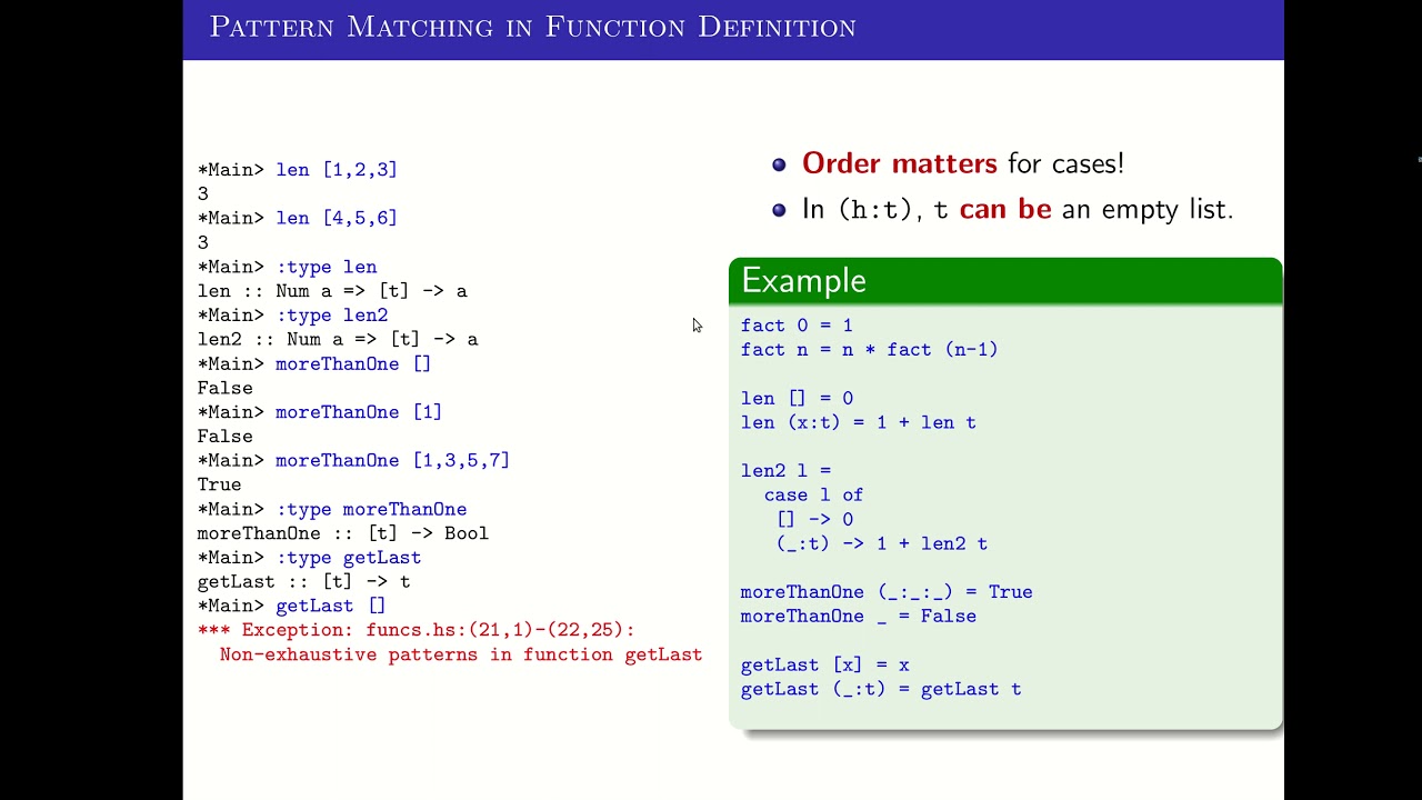 Haskell Functions Patterns Guards Youtube