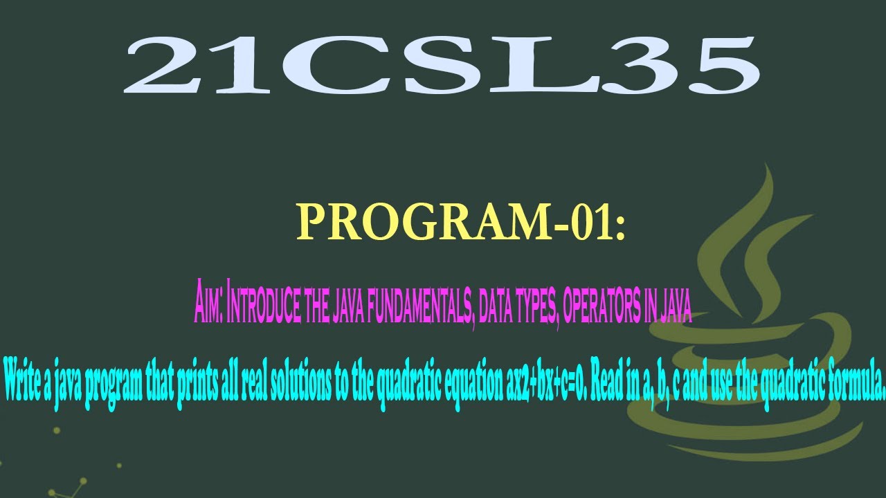 21csl35 Oop With Java Lab Program 01 Introduce Java Fundamentals