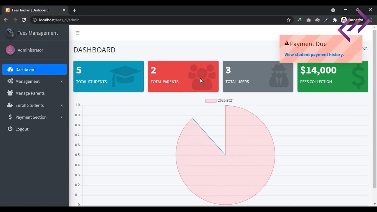 Fees Management System In Php Mysql Codeigniter With Source Code