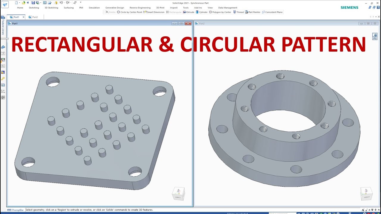 Solid Edge Tutorials 20 How To Use Rectangular And Circular Pattern